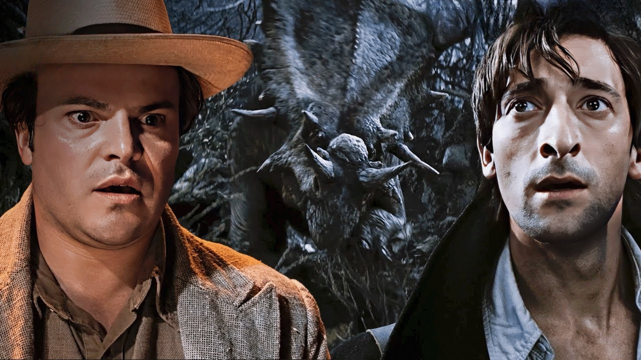Adrien Brody and Jack Black fight a dinosaur King Kong 4K