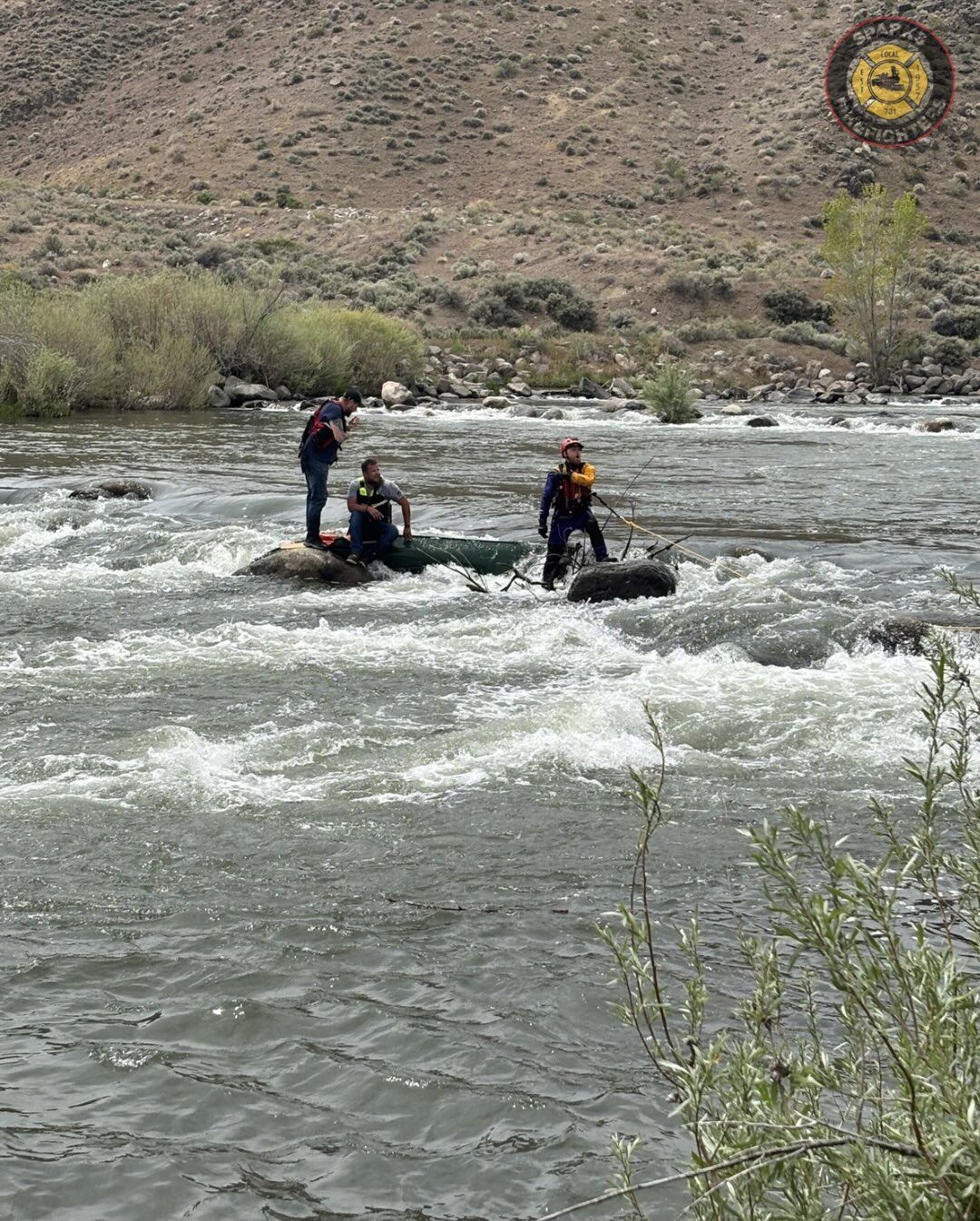 Water entry, hasty teams rescue 2 people whose canoe flipped near Lockwood
