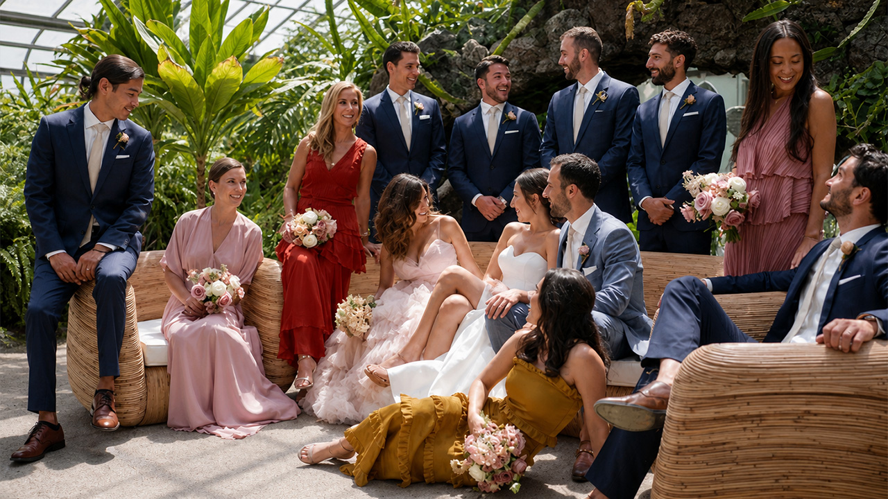 Elegant Santa Barbara wedding set in a coastal greenhouse