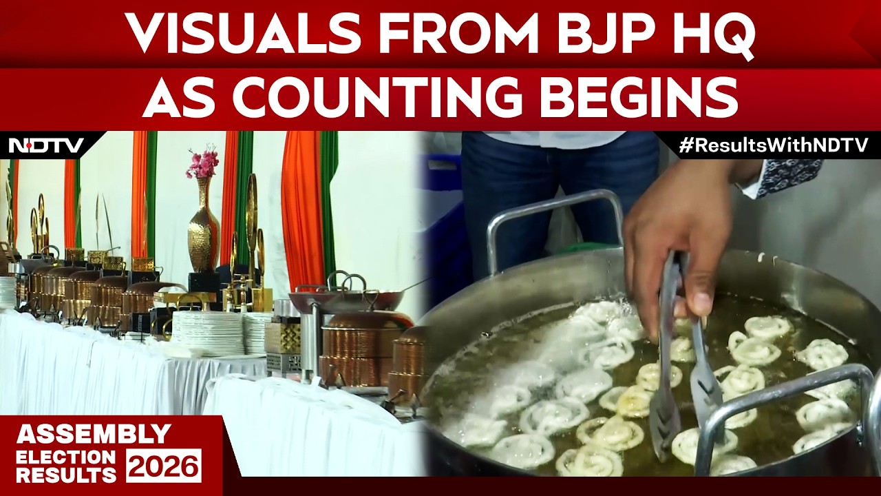 Election results news | Visuals from BJP headquarters as counting begins