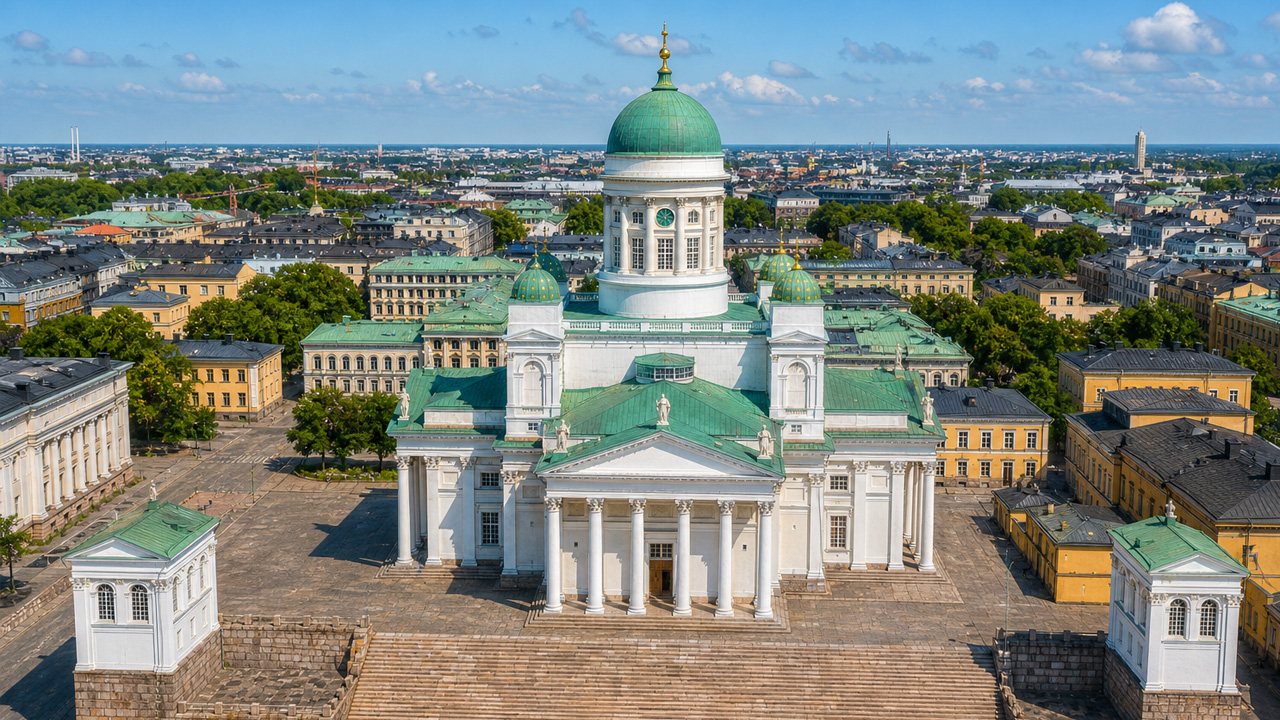 Wat Helsinki-kathedraal van boven zo elegant maakt