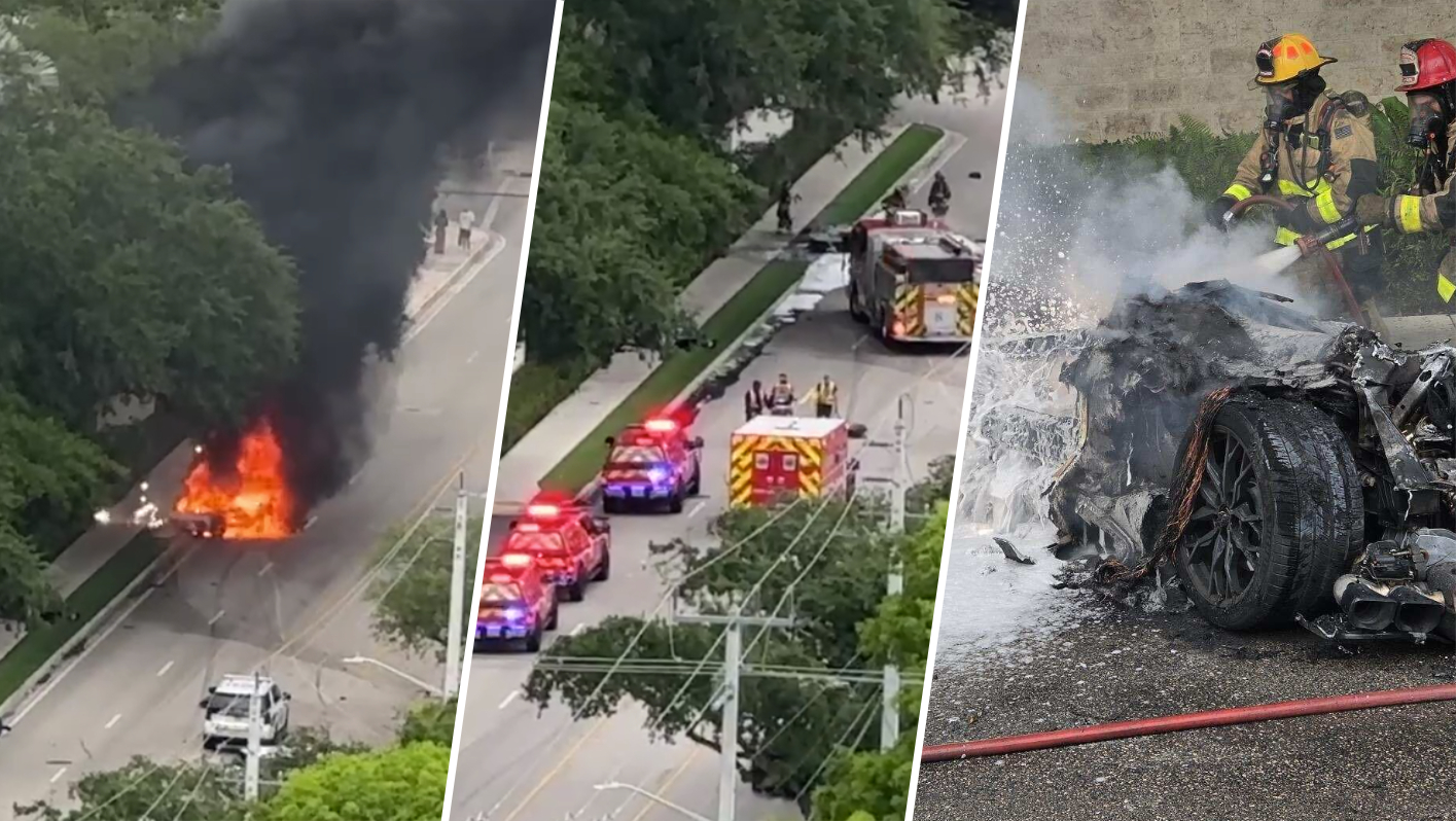 Car bursts into flames after hitting tree in Fort Lauderdale; 2 injured ...
