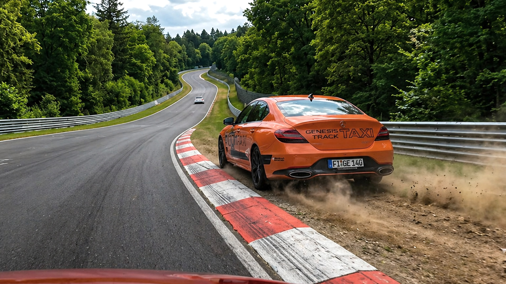Genesis taxi close call during a tense run with Tesla Model 3