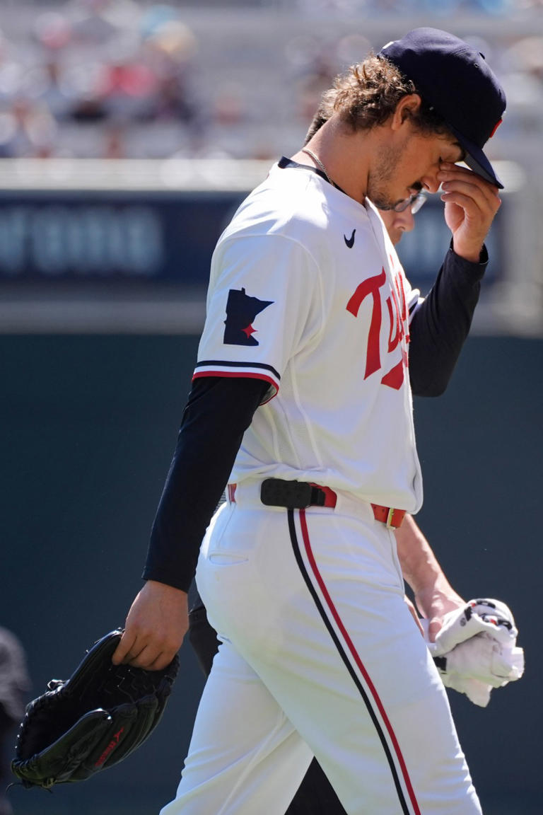 Twins ace Joe Ryan leaves start after two batters with elbow soreness ...