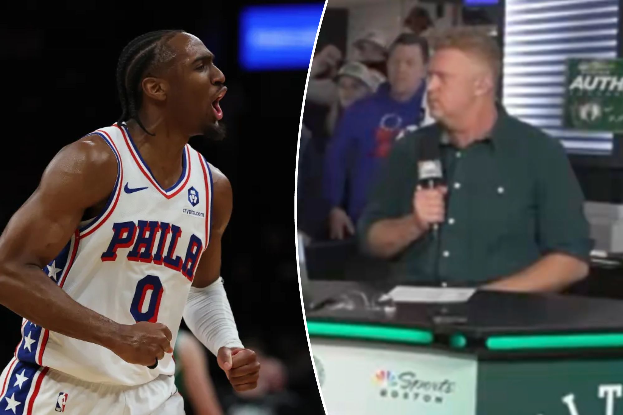 76ers fans rattle Brian Scalabrine while crashing Celtics postgame show