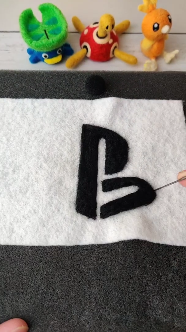 Relaxing ASMR craft wool PlayStation logo and emoji creation