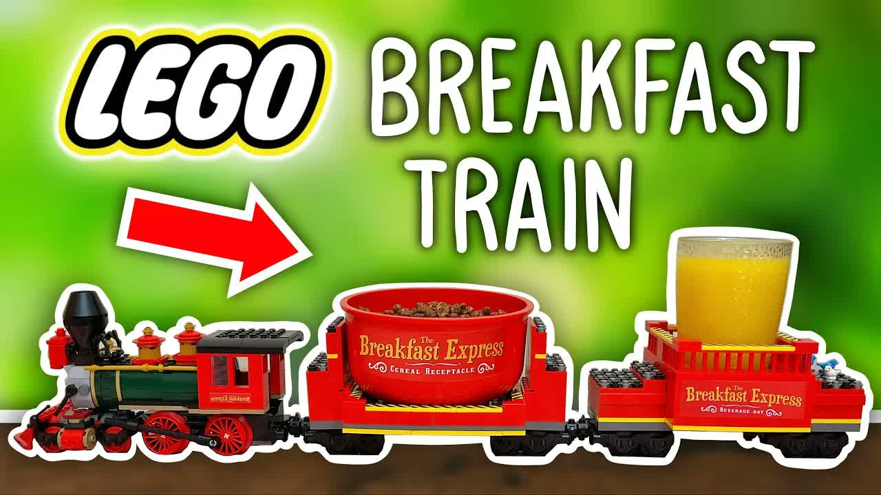 A LEGO train that serves breakfast