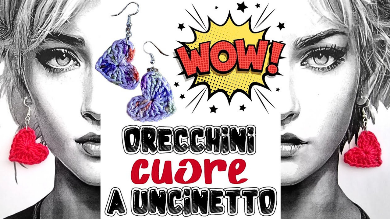 Uncinetto facile orecchini a cuore tutorial