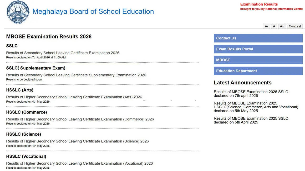 MBOSE HSSLC result 2026 released at megresults.nic.in and mbose.in for ...