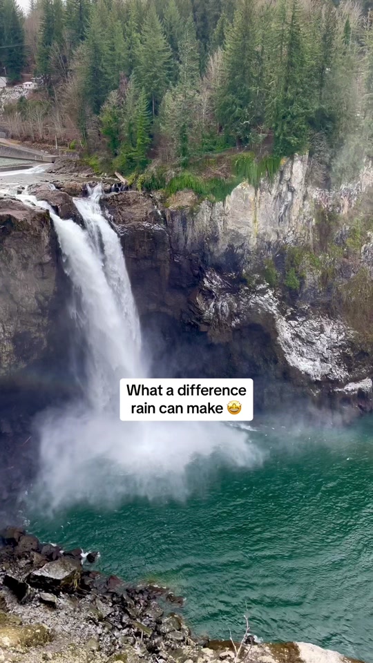 Snoqualmie Falls looks even more powerful after heavy rain