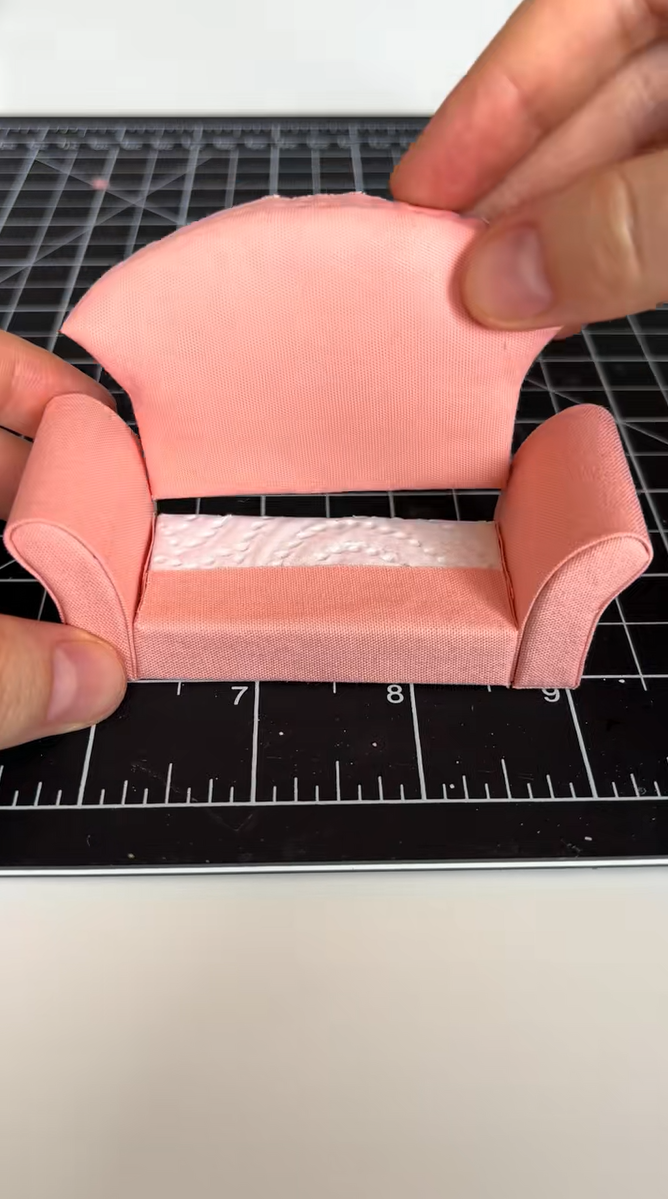 DIY elegant baby pink sofa for dollhouse miniature