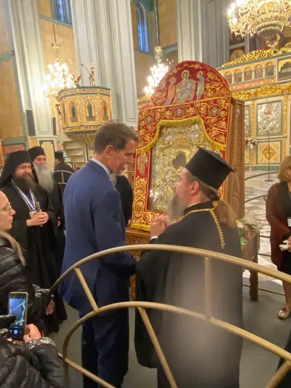 Ο Παύλος Ντε Γκρες στην εικόνα «Άξιον Εστί», στο Μεσολόγγι ΦΩΤΟ