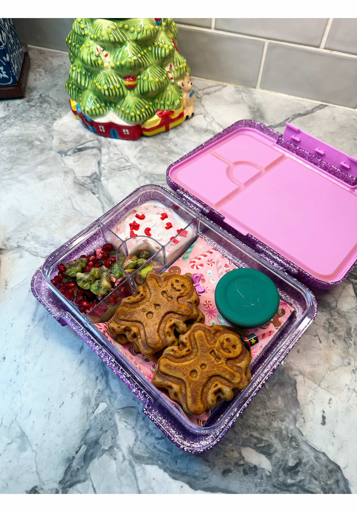 Holiday school lunch preparation for December