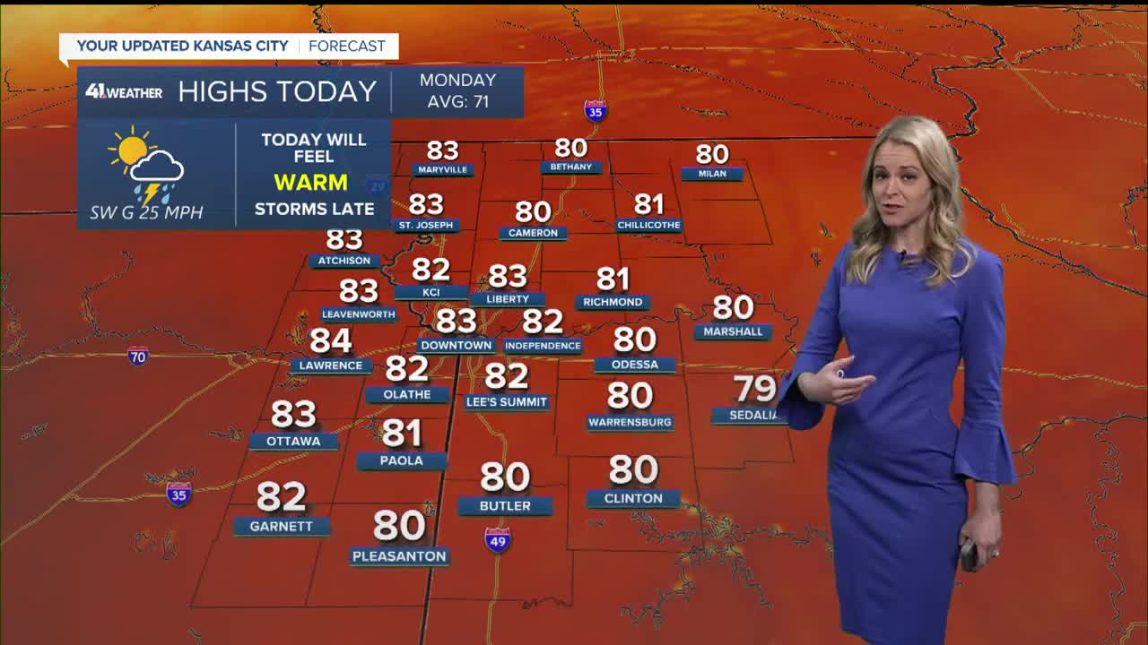 A warm but stormy start to the workweek in Kansas City