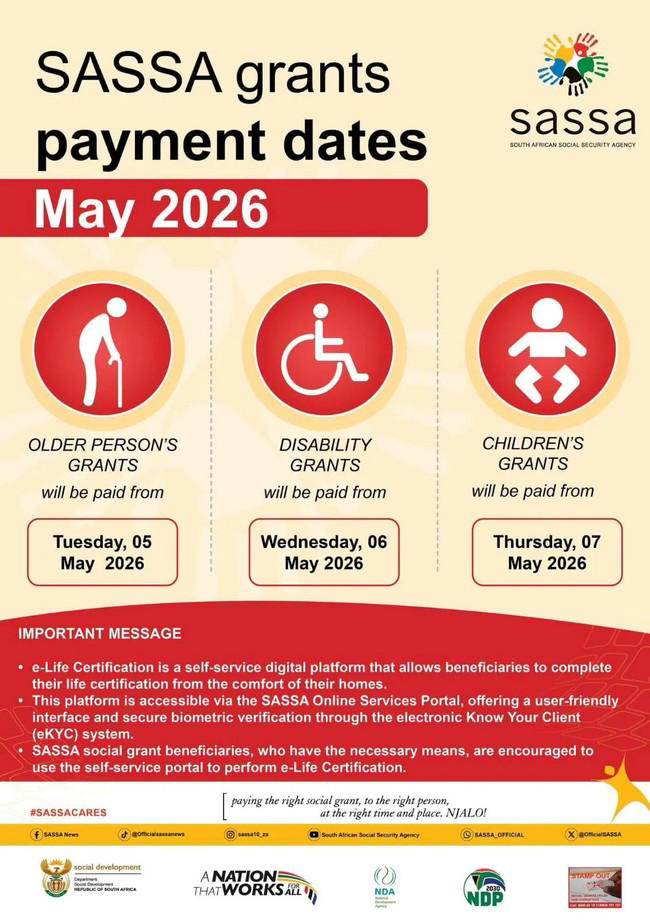 May 2026 Sassa grant payments roll out this week