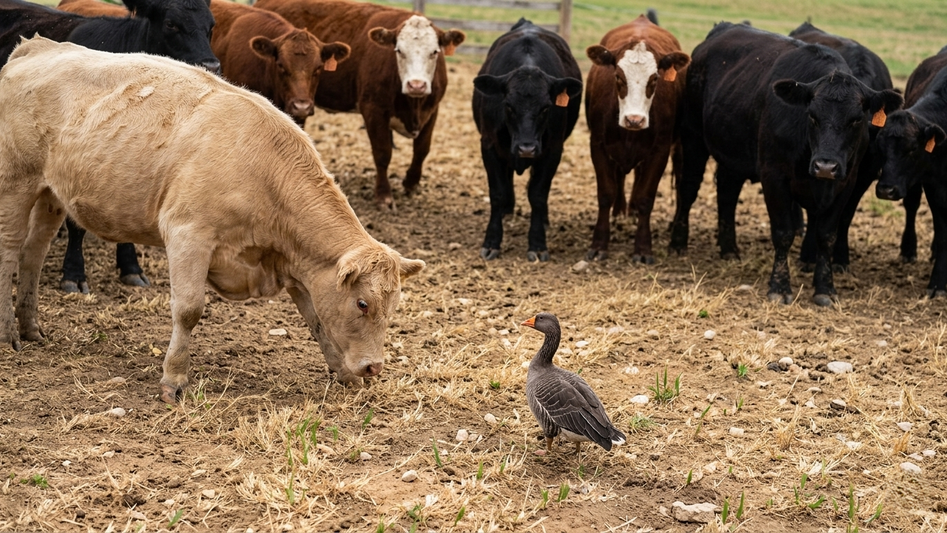 Watch how a duck humiliated a cow in front of its friends