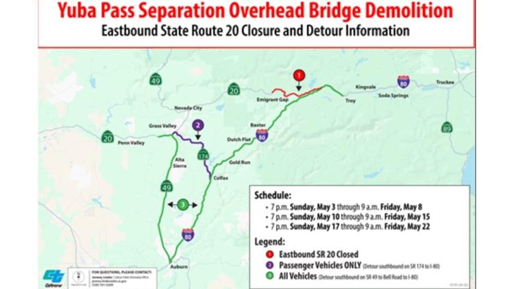 SR-20 closure underway this week at I-80 junction, more May shutdowns ahead