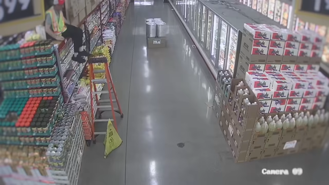 He hid behind grocery store boxes - seconds later, the butcher walked by