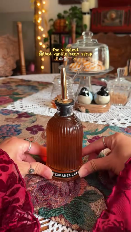 Homemade cozy vanilla bean syrup coffee upgrade