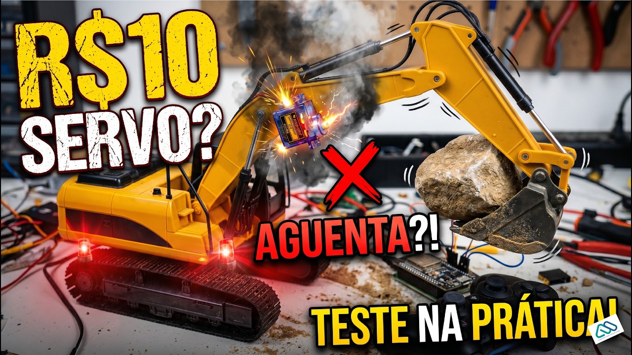 Servo de R$10 Aguenta uma Escavadeira Teste Real