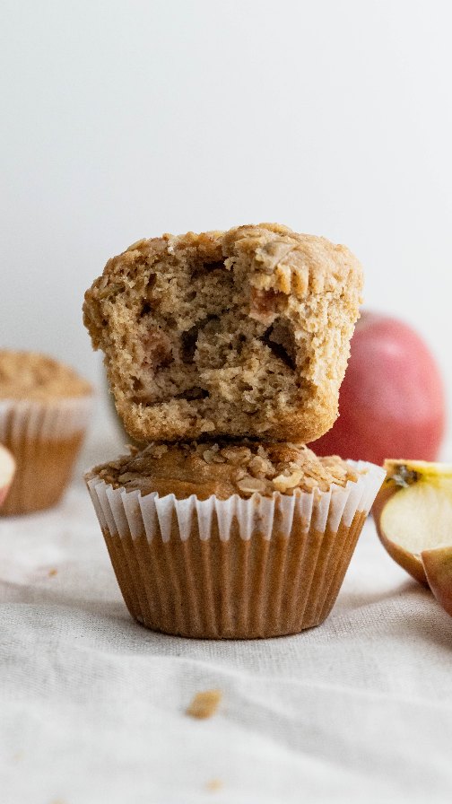 Soft fluffy apple cinnamon muffins better than bakery style