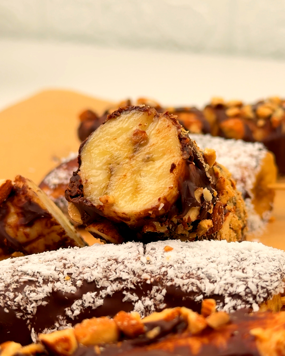 Delicious chocolate covered banana snack🍌