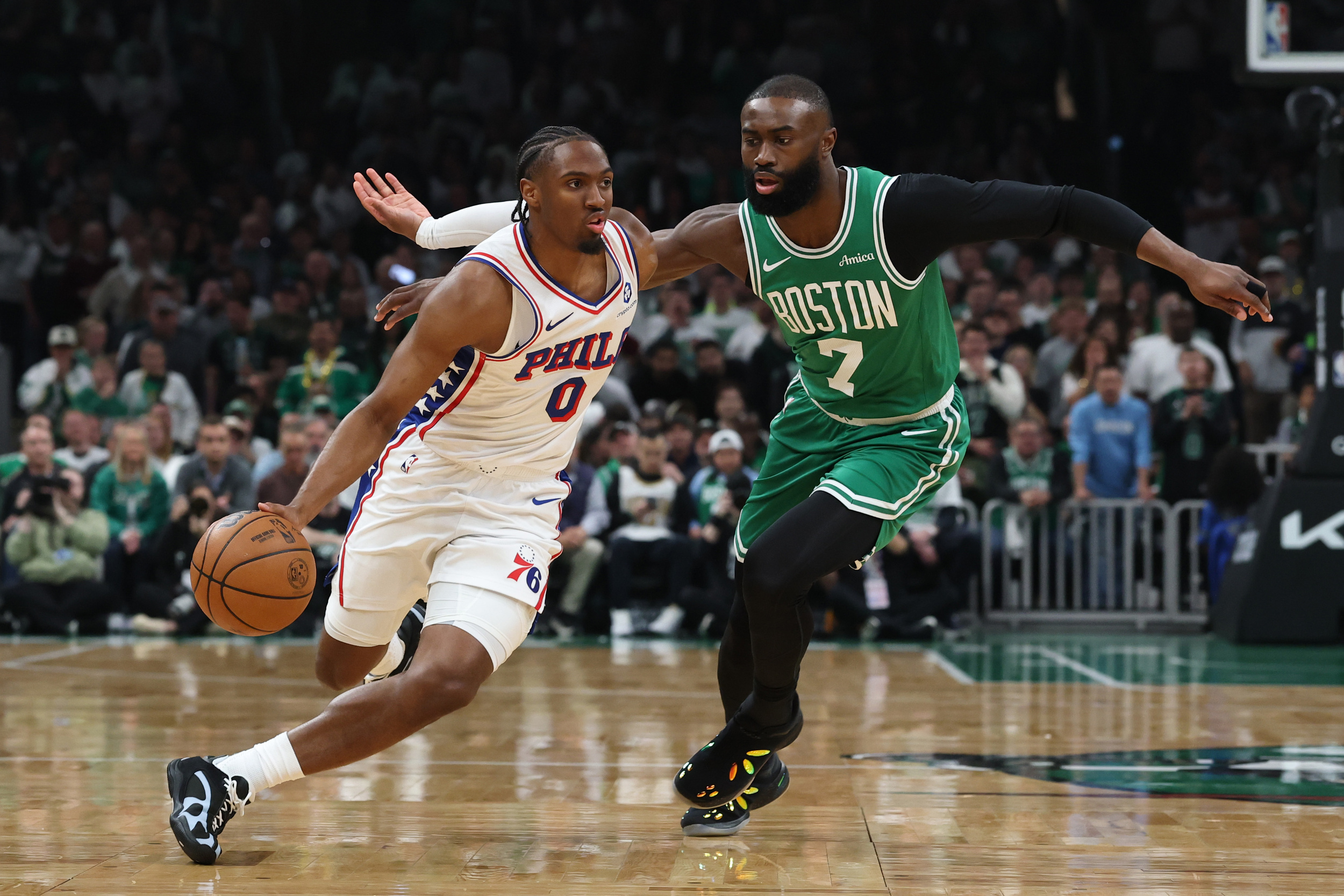 Jaylen Brown calls out Joel Embiid for flopping after first-round battle
