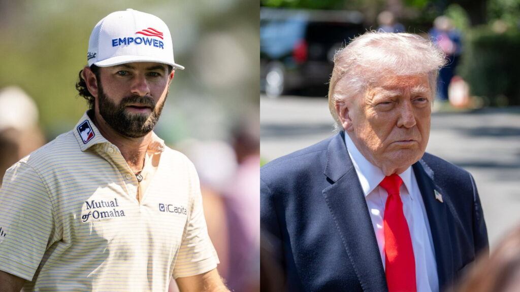 Cameron Young reacts to Donald Trump’s thumbs-up after Cadillac ...
