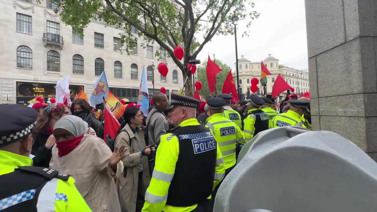 Clashes at May Day workers march in London