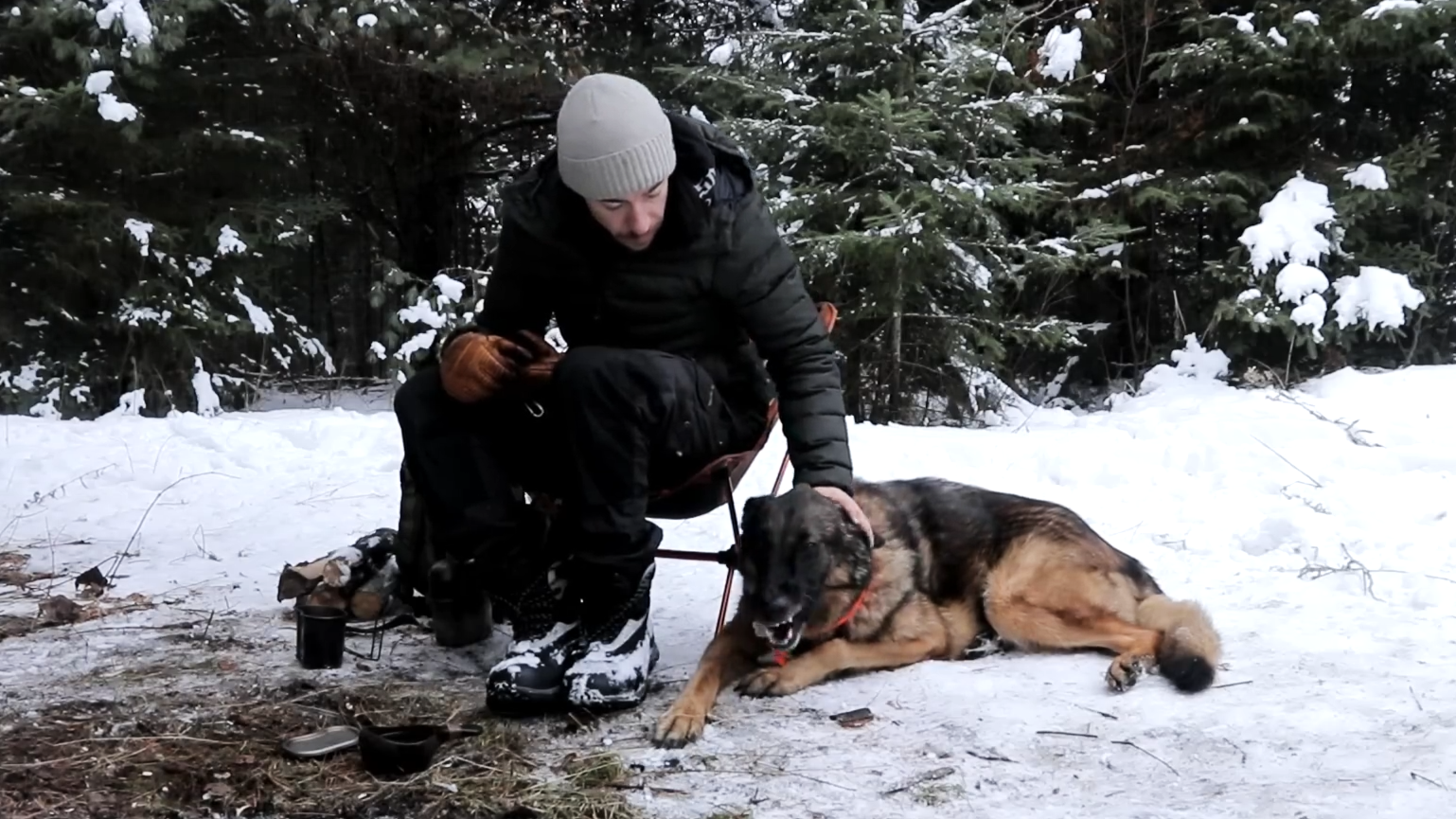 Just me and my dog in the winter woods - "I just want one more ...