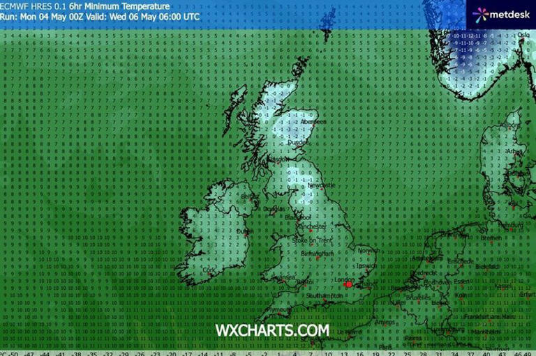 UK weather maps show cold snap to hit Britain in May 2025 as ...