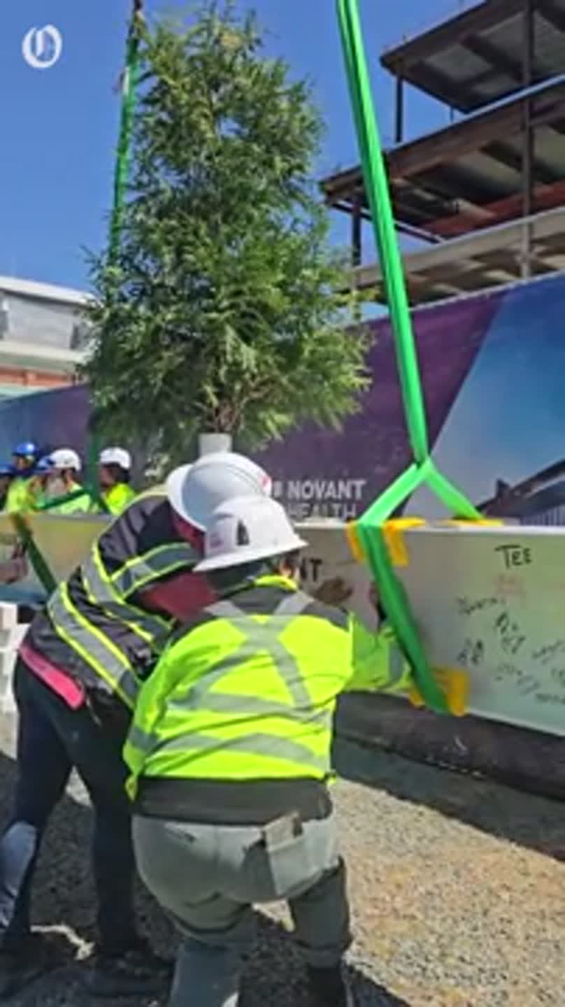 Charlotte Hornets owner Gabe Plotkin speaks at the topping off ceremony ...