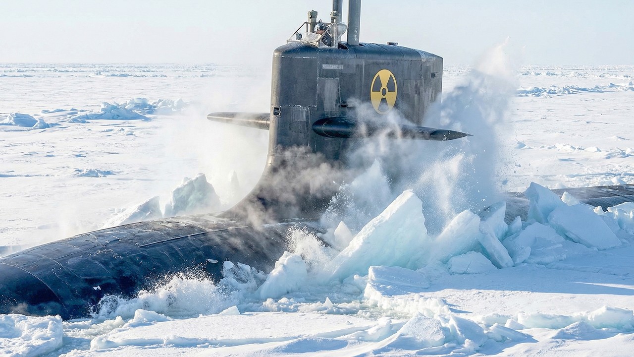 How massive US nuclear submarines smash through thick ice in the frozen ...