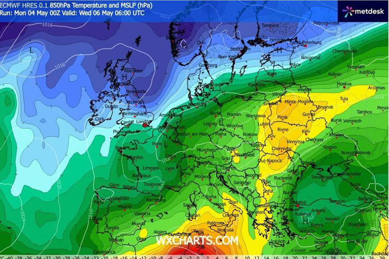 UK weather maps show cold snap to hit Britain in May 2025 as ...
