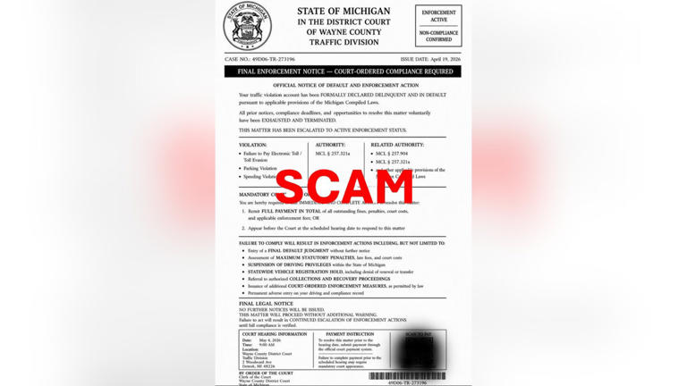State police warn of new toll scam from 'Wayne County Traffic Division'