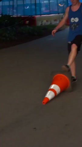 Traffic cone trick shot ends with a surprise flip fail