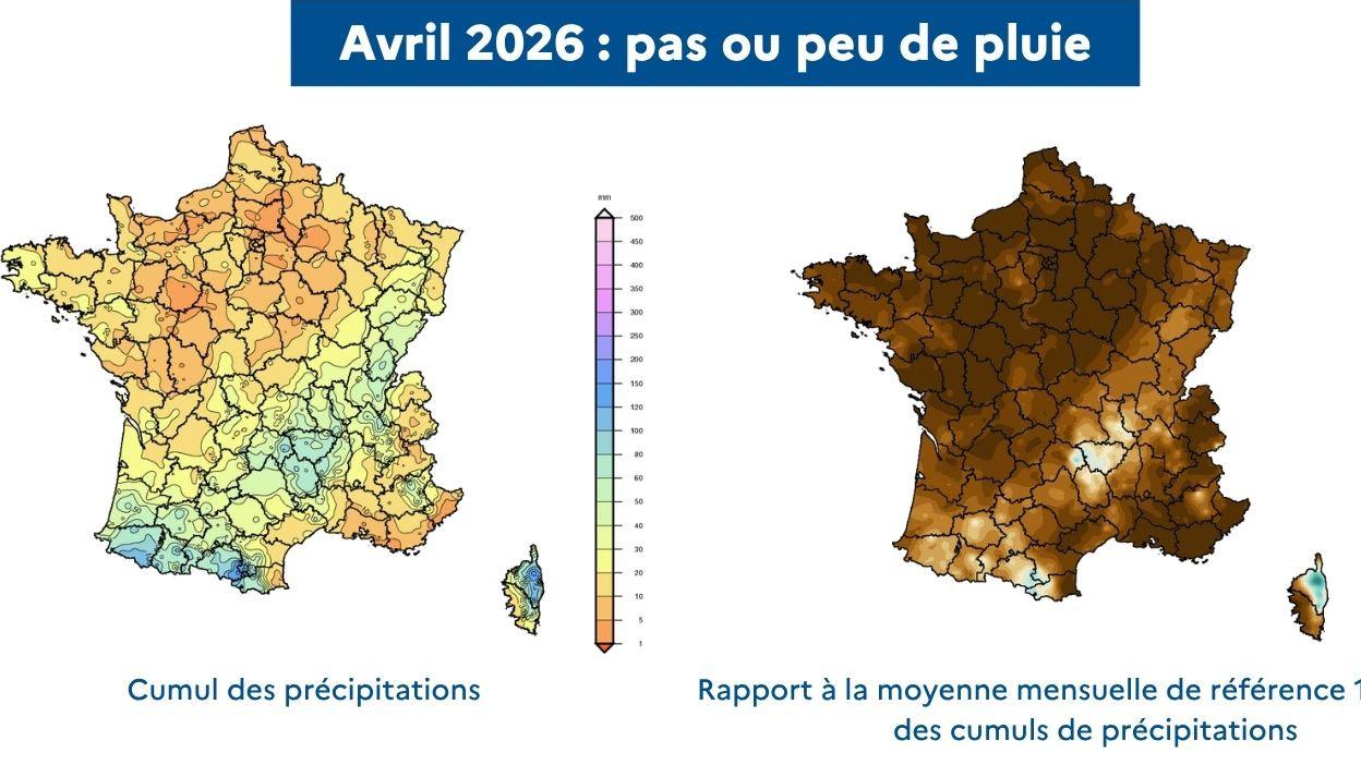 Météo : Ces deux cartes confirment qu’il n’a « quasiment pas plu » en avril
