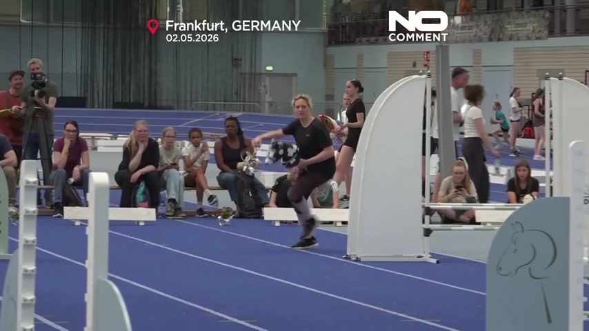 Competitors race and jump at Germany’s Hobby Horse Championship