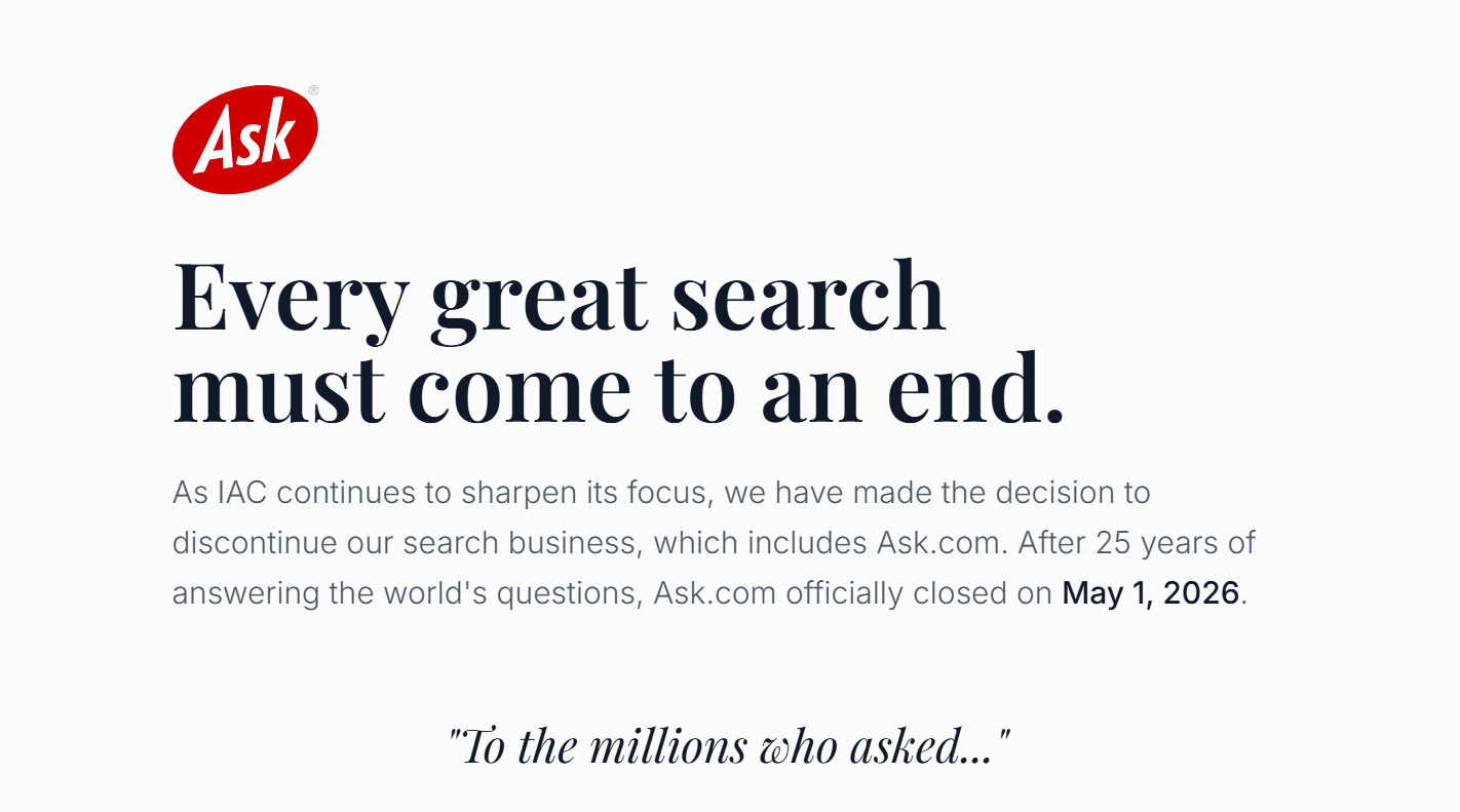 Ask.com shuts down after 30 years: The end of Ask Jeeves