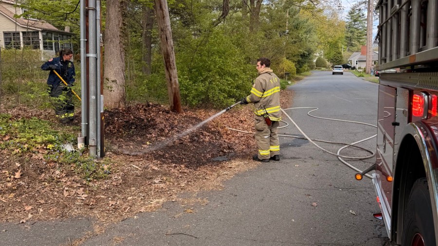 Electrical malfunction sparks small brush fire in Northampton