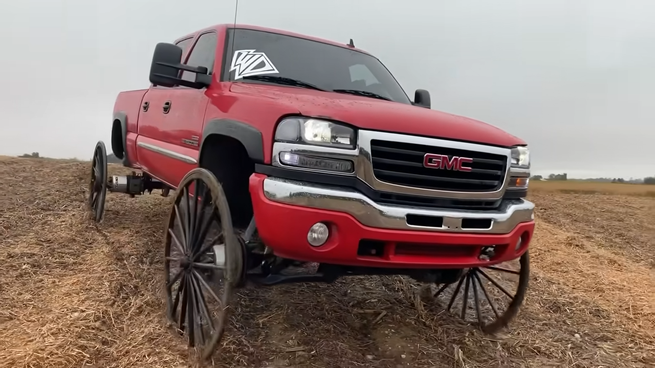 Watch what happens when you put Amish wheels on an 18,000 lb truck