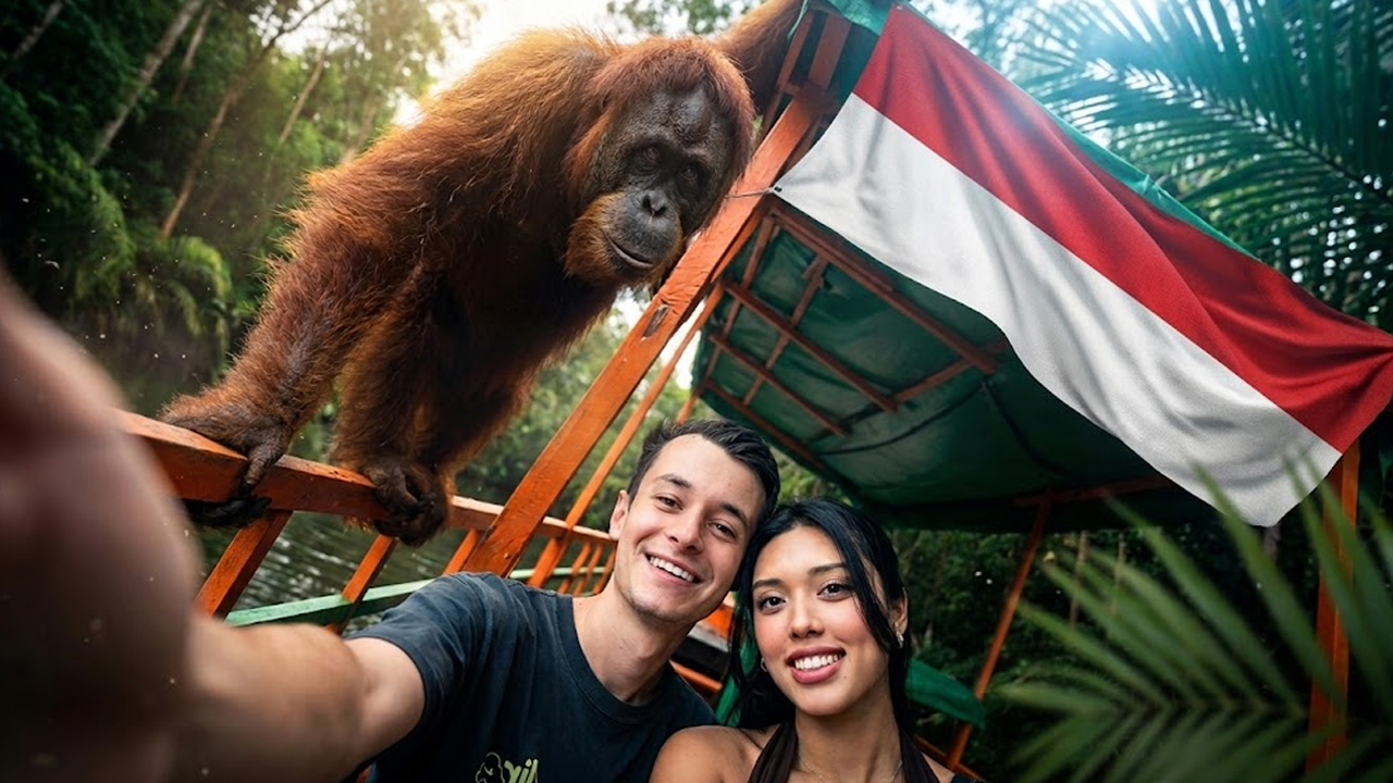Wild orangutans in Indonesia | Jungle boat expedition Kalimantan adventure