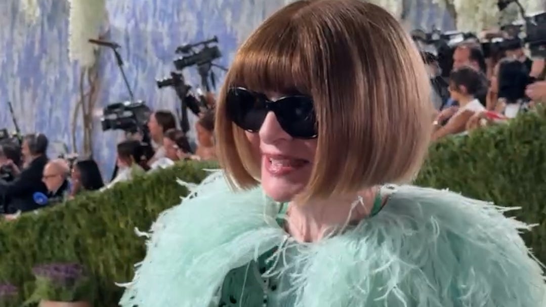 Anna Wintour makes a grand arrival on the Met Gala red carpet