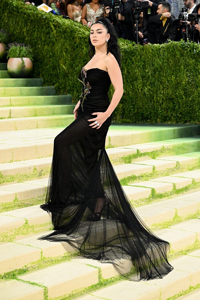 Charli XCX wears a sculptural Saint Laurent flower to the Met Gala