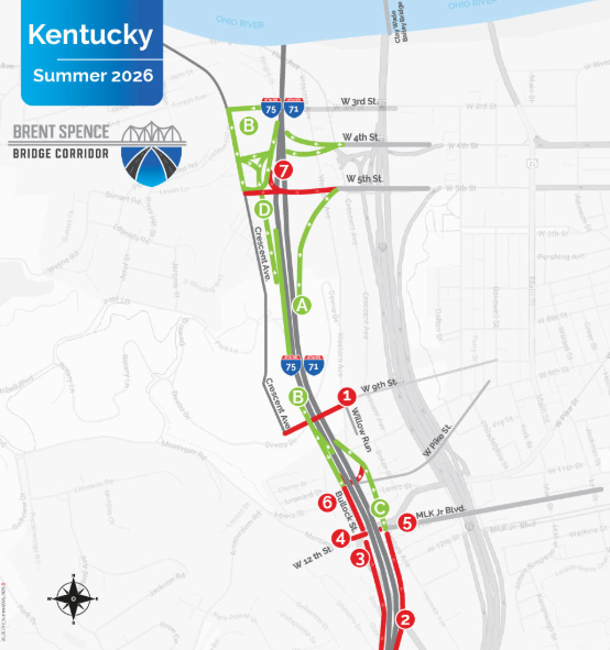 Long-term ramp closures coming to I-71/75 for Brent Spence Bridge project