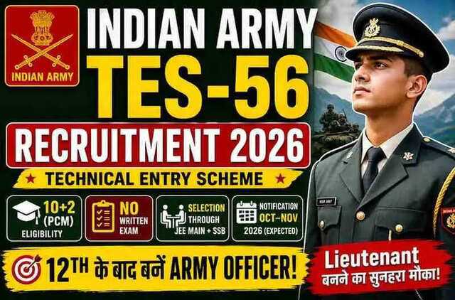 Indian Army TES-56 recruitment 2026: Apply for Technical Entry Scheme