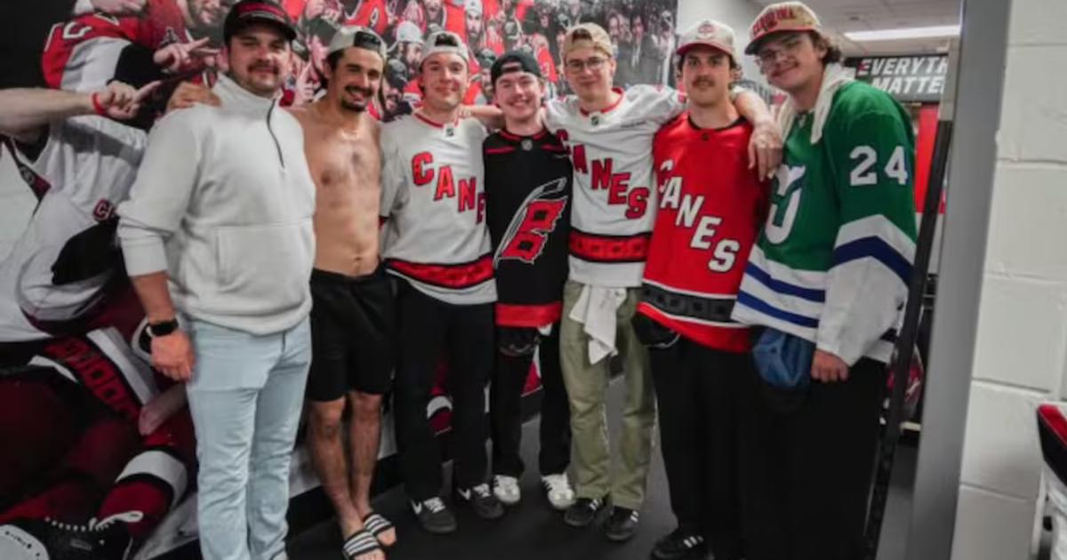 Seth Jarvis’ buddies fire up the crowd in Carolina prior to Game 2