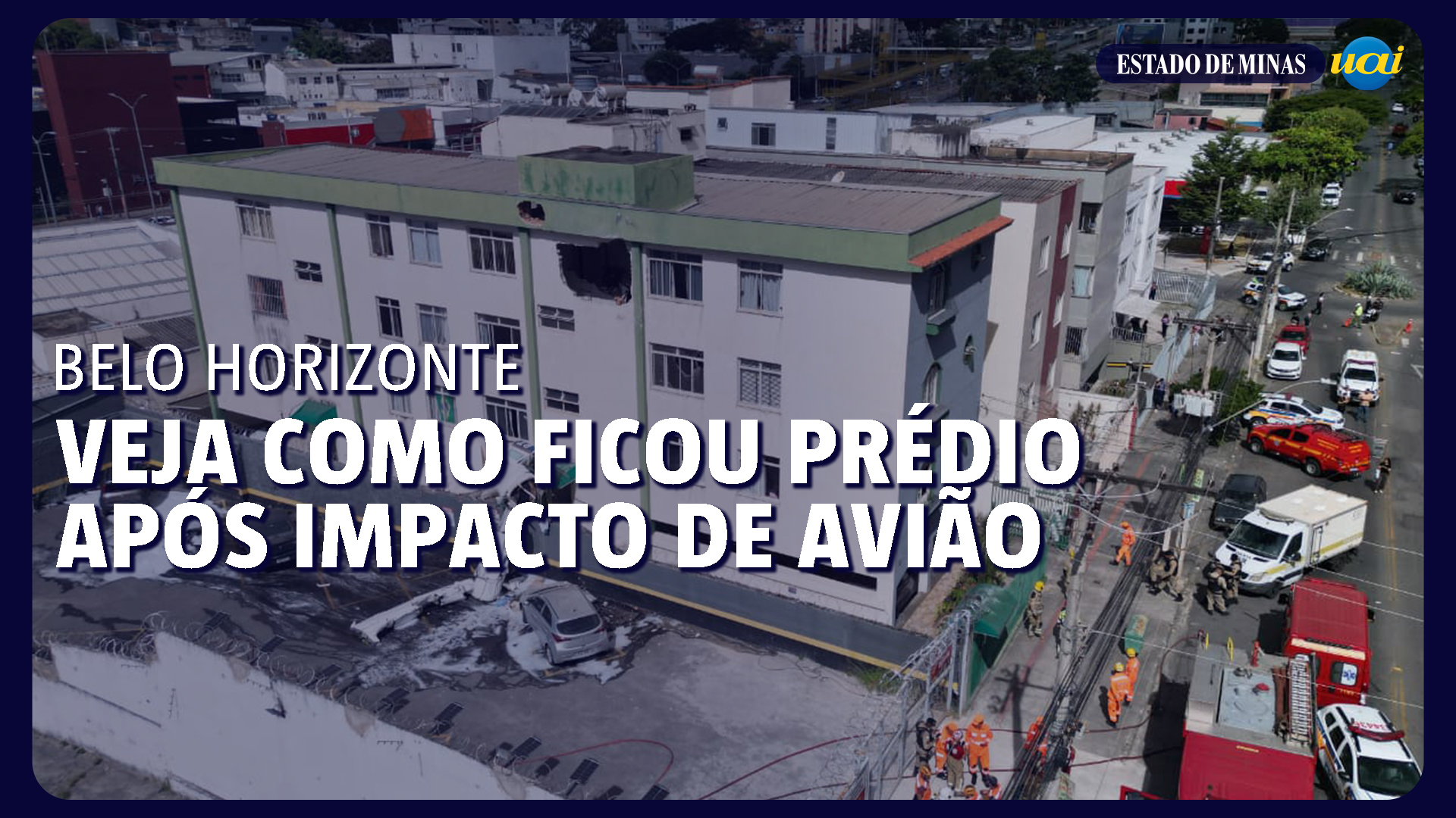 Drone mostra estragos em prédio após impacto de avião em BH