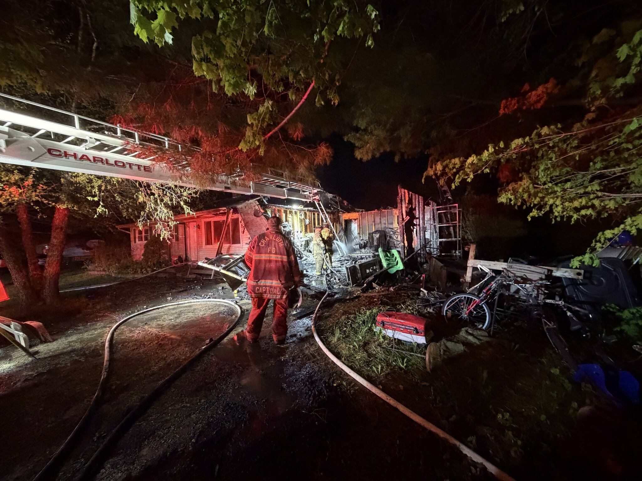 Charlotte Fire Department contains Saturday night garage fire