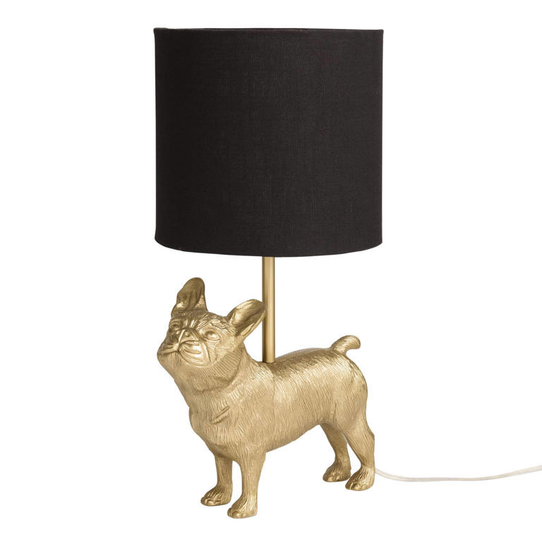 World Market is selling a gold metal French bulldog lamp that pet ...